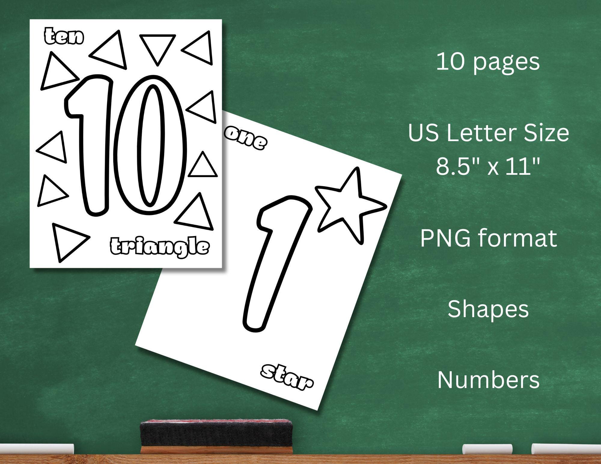 Printable Numbers and Shapes Coloring Pages for Kids, Educational Fun ...