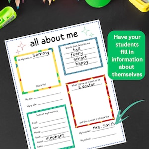 All About Me Printable Questionnaire for Kids, First Day of School ...