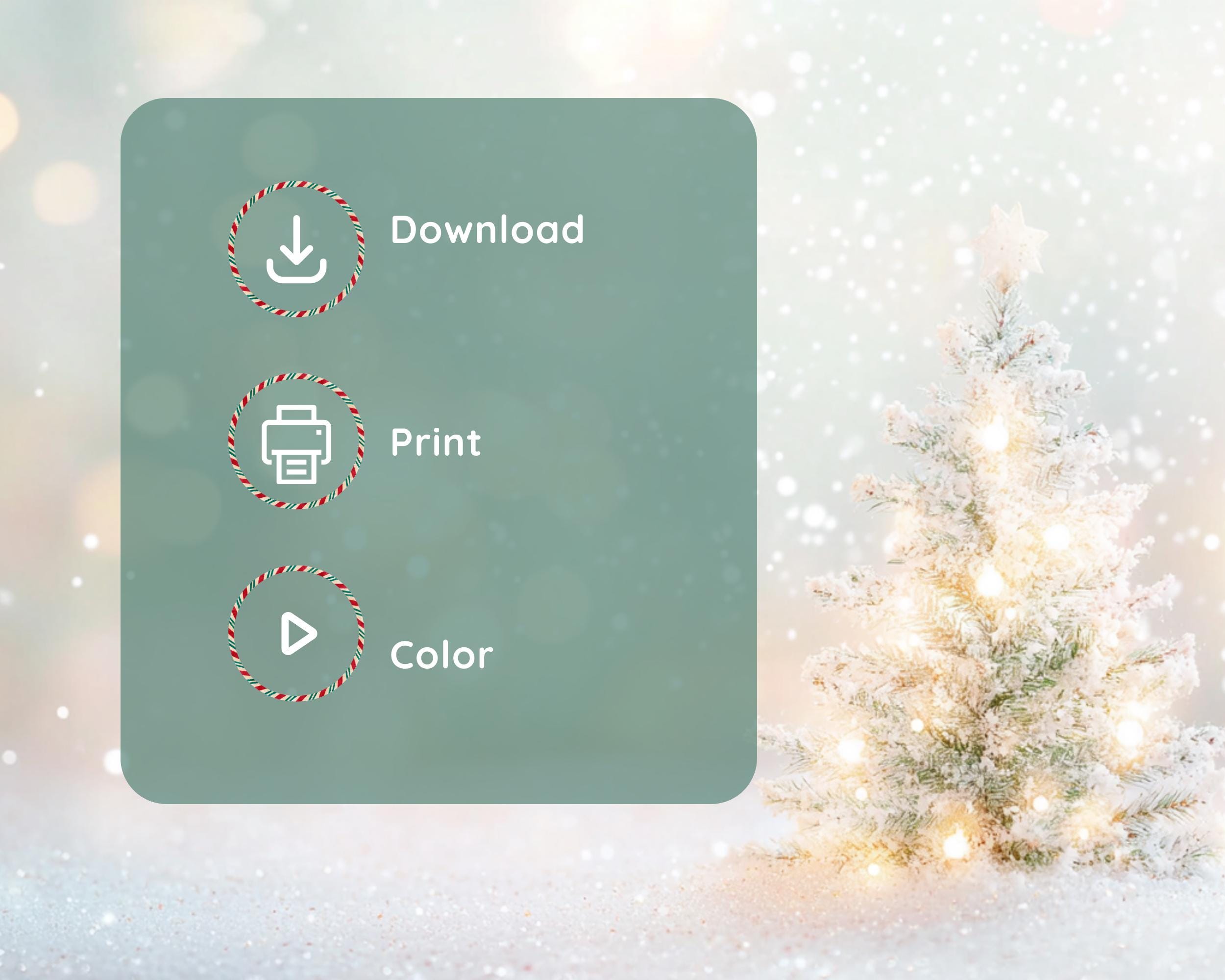 Christmas Printable Coloring Page Bundle for Kids, Christmas Activity ...