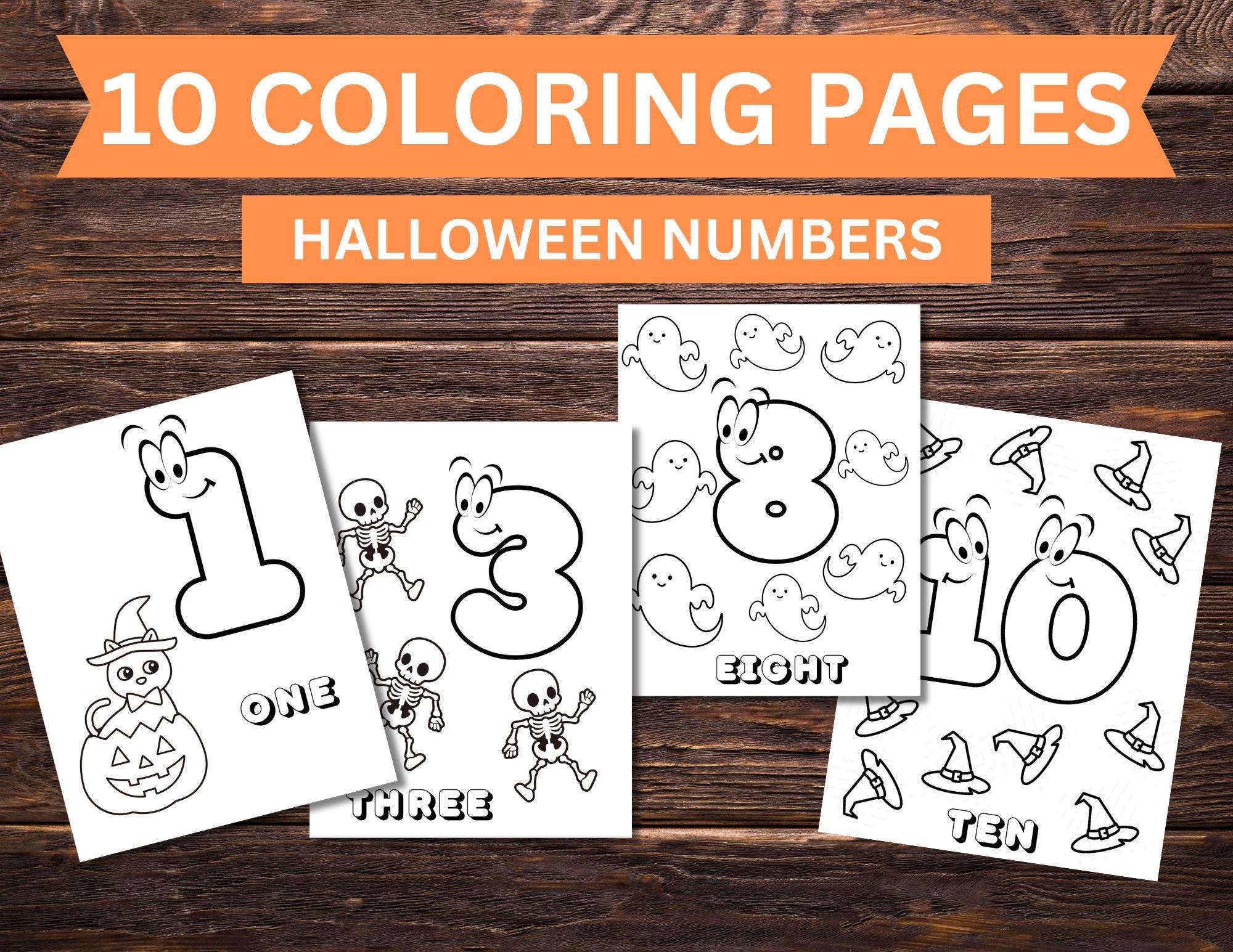 Halloween Printable Number Coloring Pages Worksheet for Kids ...