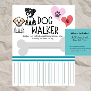 Dog Walker Flyer Printable, Instant Download Dog Flyer, Tear off Tabs ...