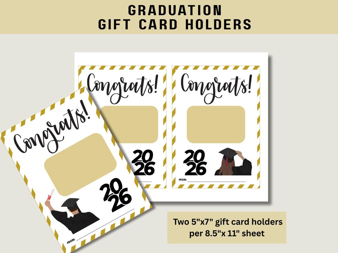Printable Graduation Gift Card Holder, Class of 2026 Gift Card Sleeve ...