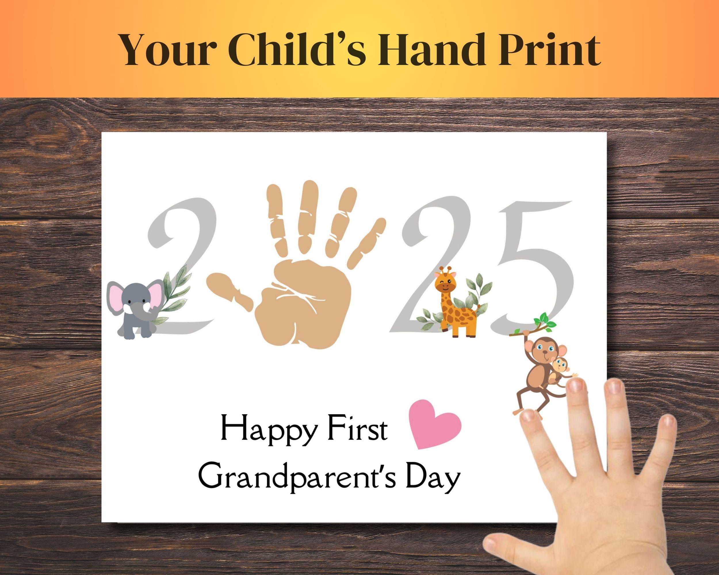 First Grandparent's Day Hand Print Art, Grandparent Day Activity for ...