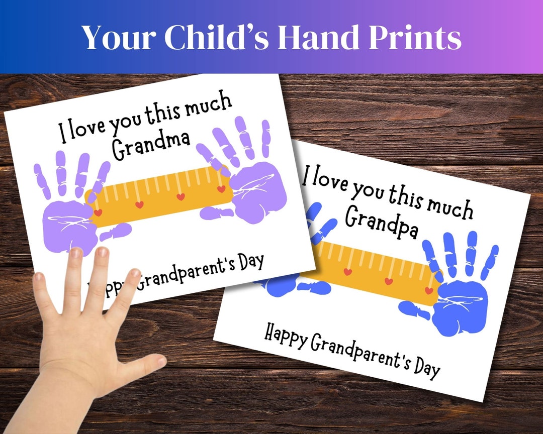 Grandparents Day Hand Print Art, Grandma Craft, Grandpa Activity ...