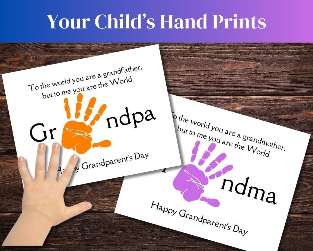 Grandparents Day Hand Print Art, Grandma Craft, Grandpa Activity ...