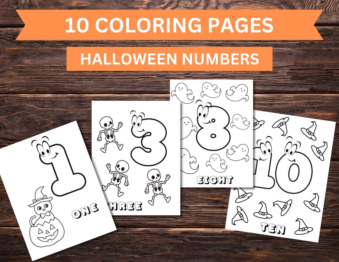 Halloween Printable Number Coloring Pages Worksheet for Kids ...