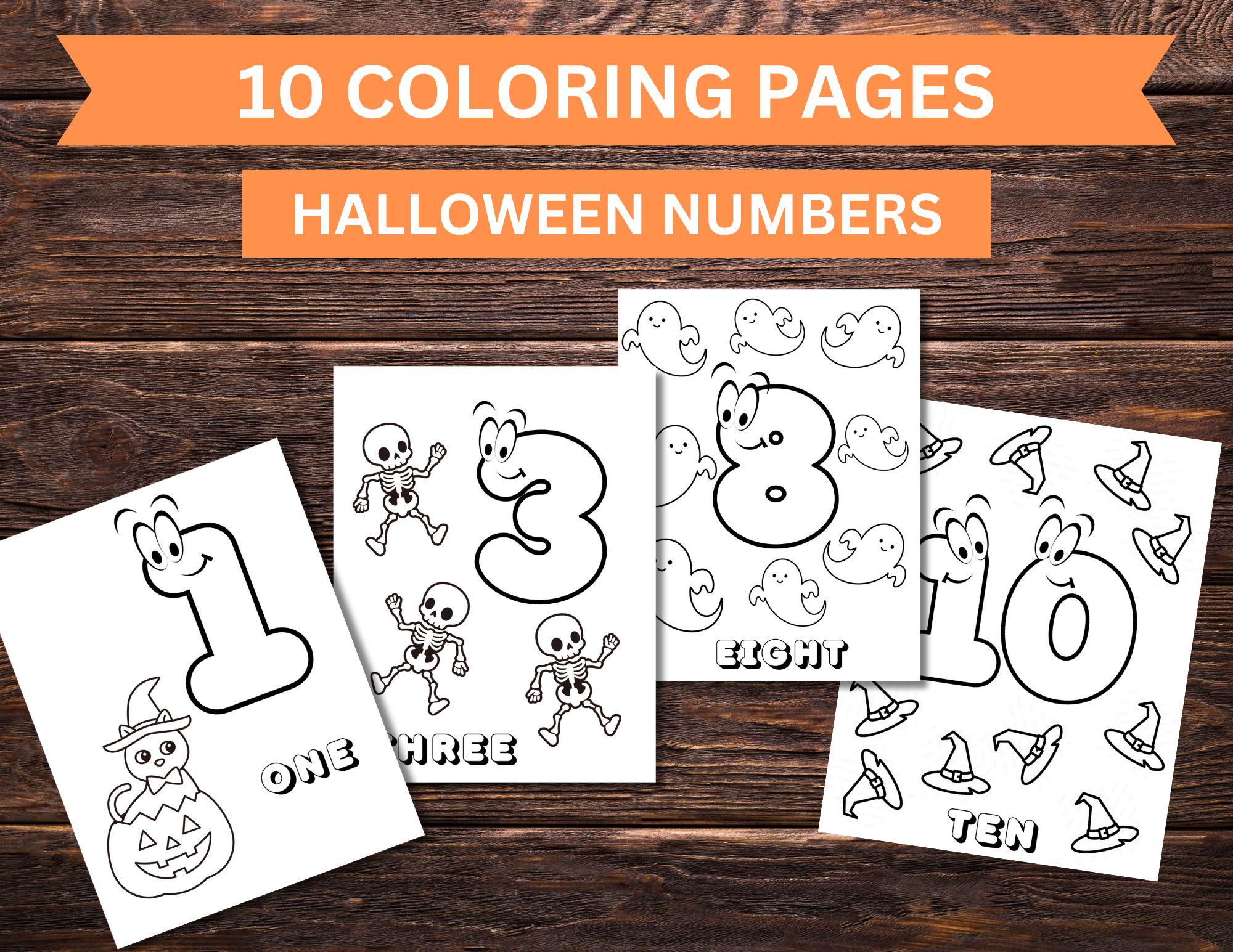 Halloween Printable Number Coloring Pages Worksheet for Kids ...