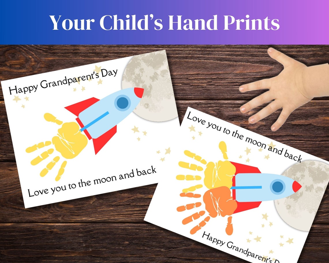 Grandparents Day Hand Print Art, Grandma Craft, Grandpa Activity ...