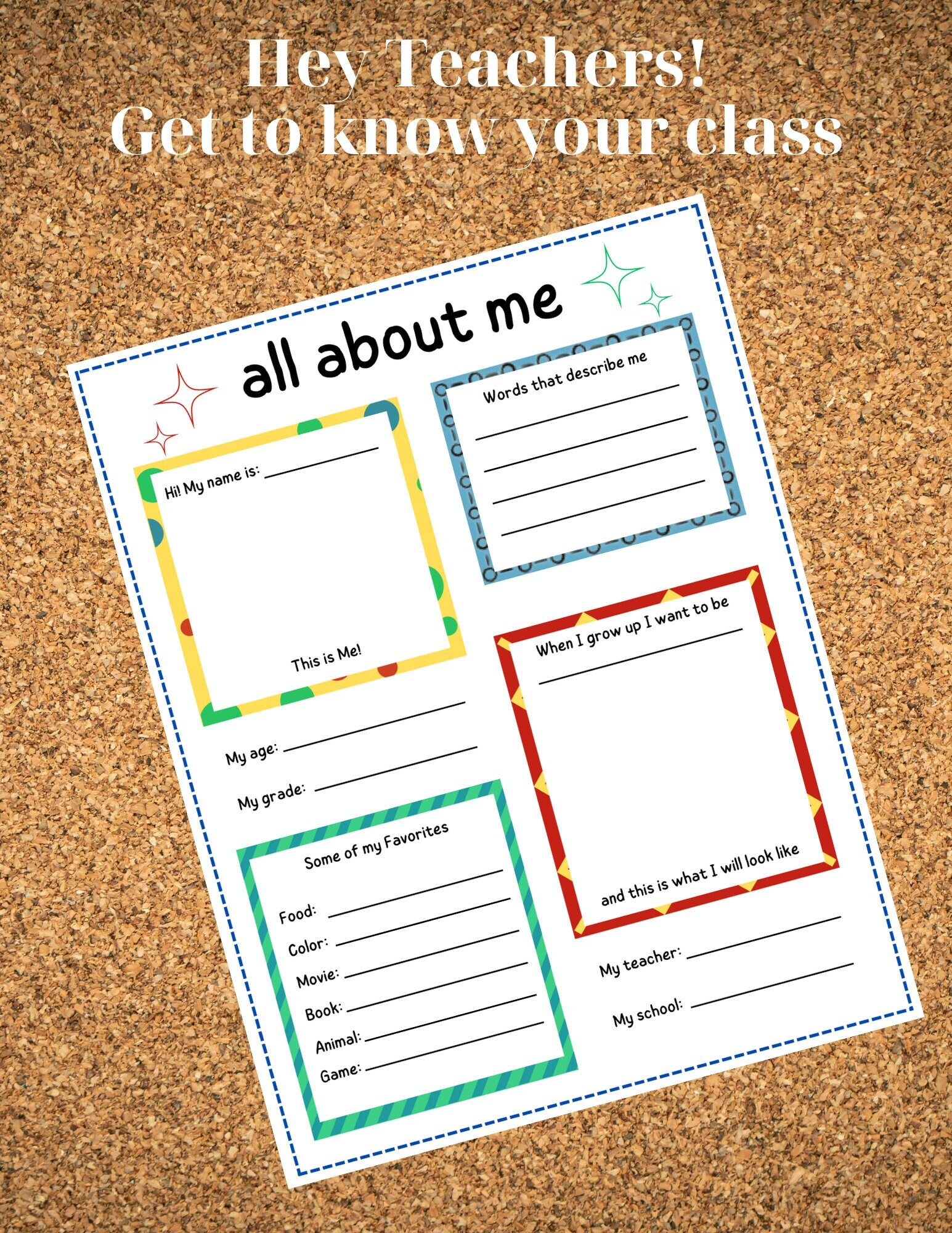 All About Me Printable Questionnaire for Kids, First Day of School ...