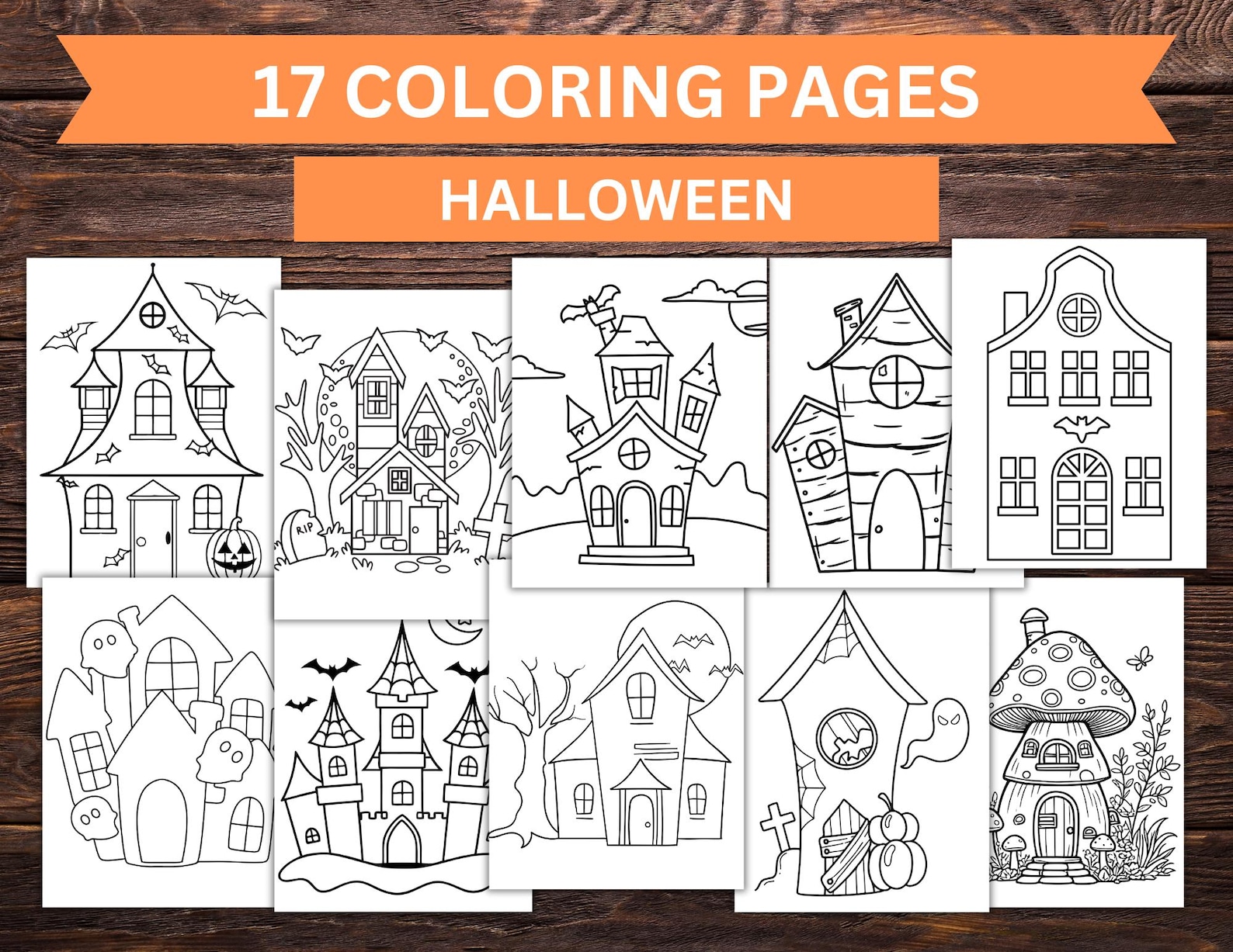 Halloween Haunted House Printable Coloring Pages for Kids, Halloween ...