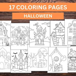 Halloween Haunted House Printable Coloring Pages for Kids, Halloween ...