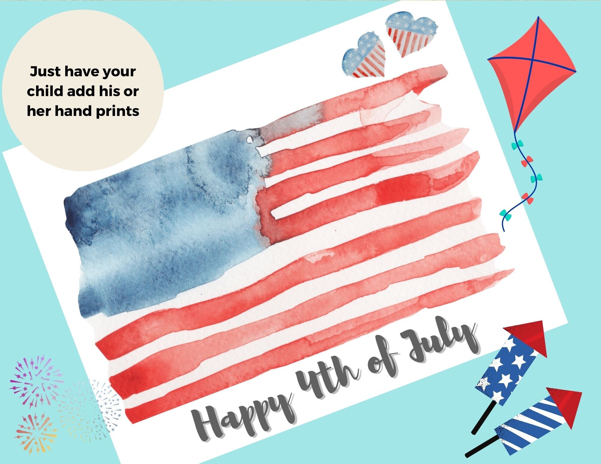 Independence Day Handprint Art, Fourth of July Activity, America Craft ...