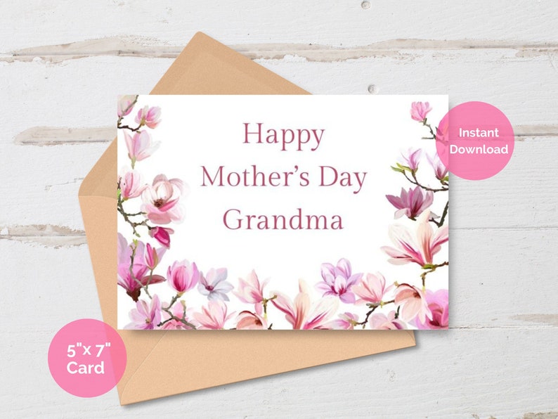 Printable Mothers Day Card for Grandma, Happy Mother's Day Card From ...