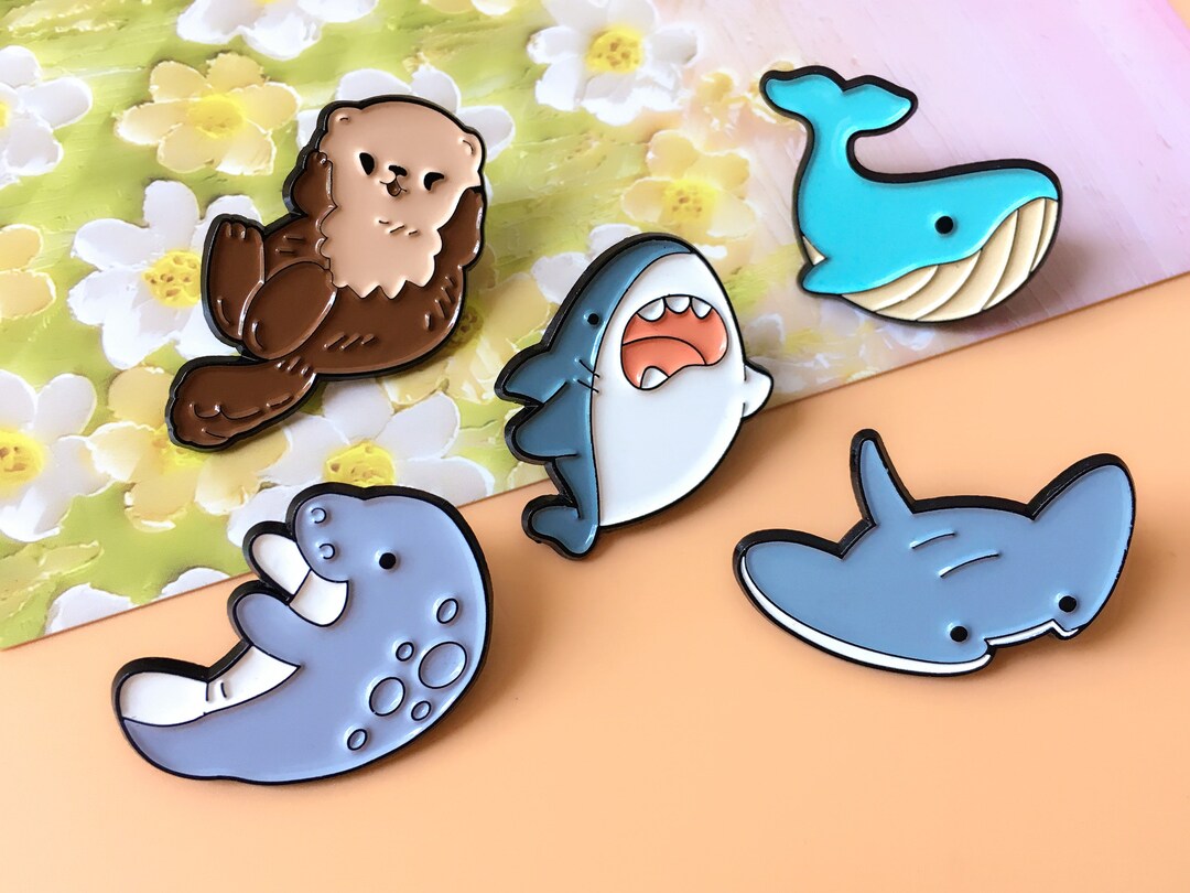 Shark Whale Marine Life Enamel Pin Save the Ocean Badge Pin Lapel Pin ...