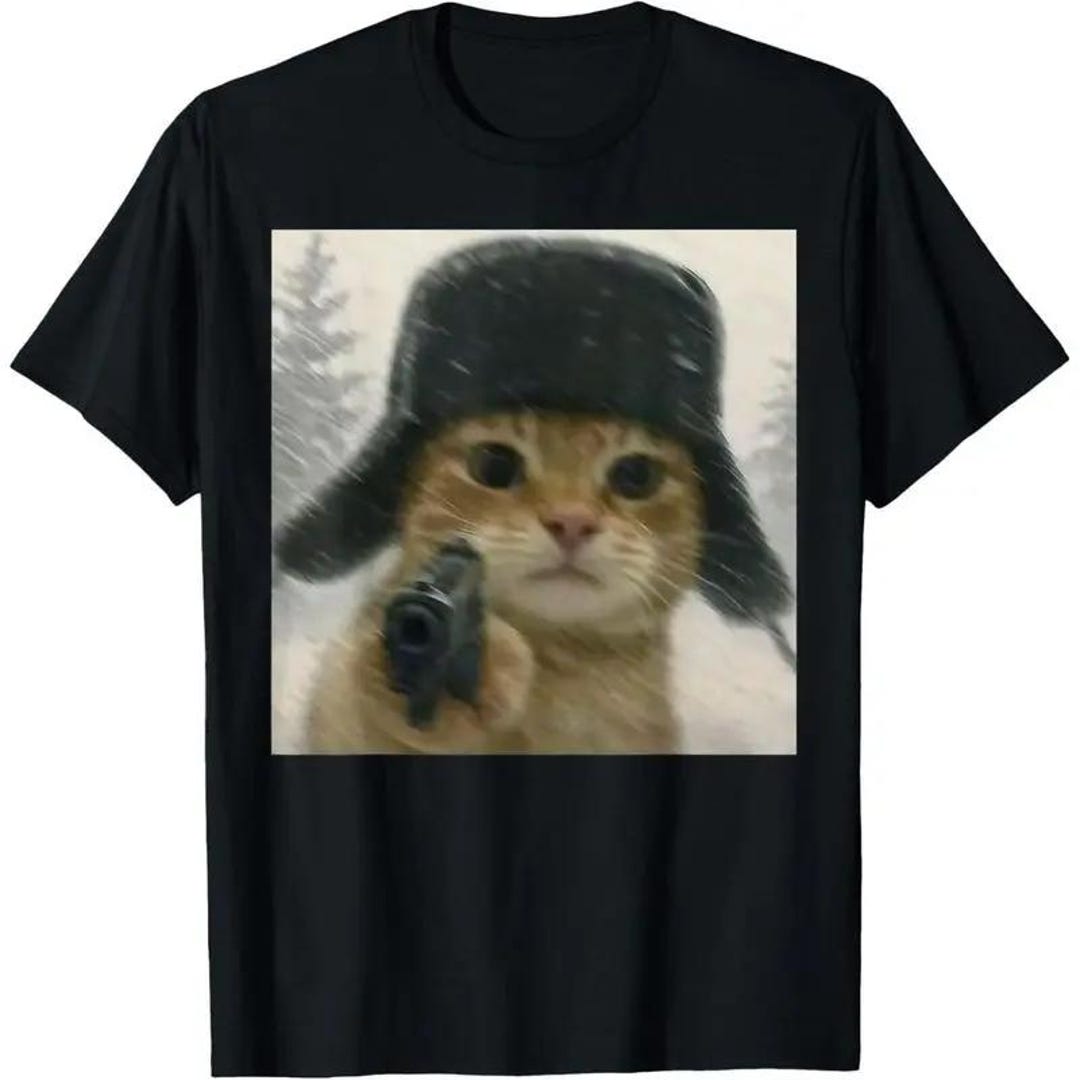 Funny Slavic Cat Meme Hoodie, Cute Cat Wearing Ushanka Hat Shirt, Wacky ...