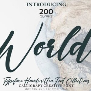 World Font, Display Font, Vintage Cricut Font, Font Bundle for Cricut ...