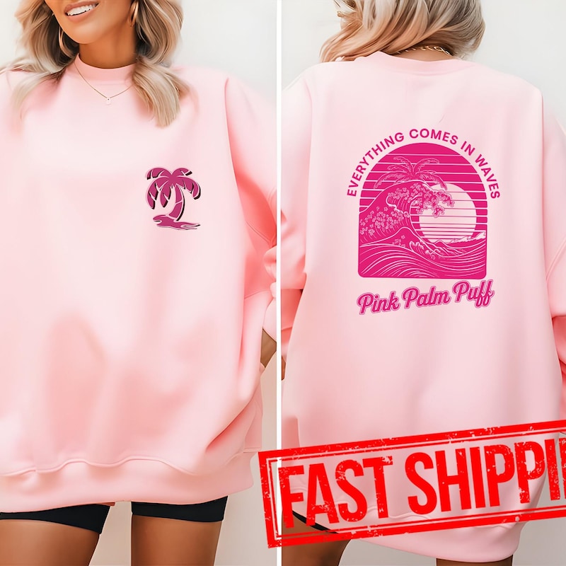 Pink Palm Puff Hoodies - Etsy