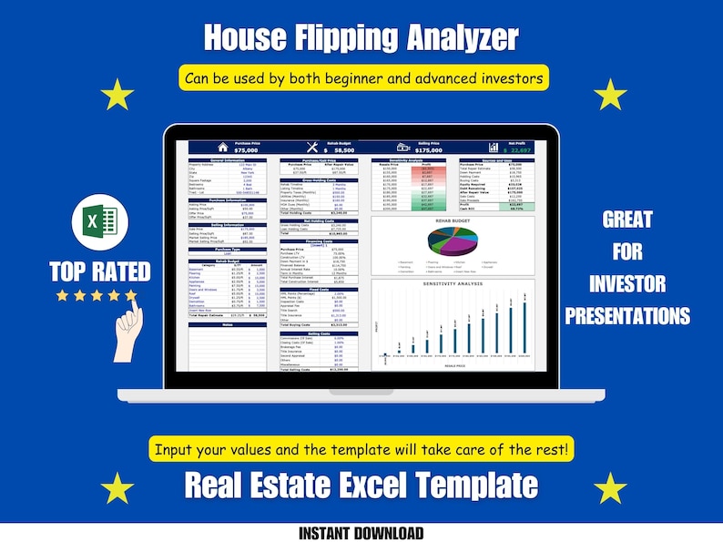 Fix and Flip + DSCR Refinance Analyzer | Excel Template for Flippers & Landlords - Etsy