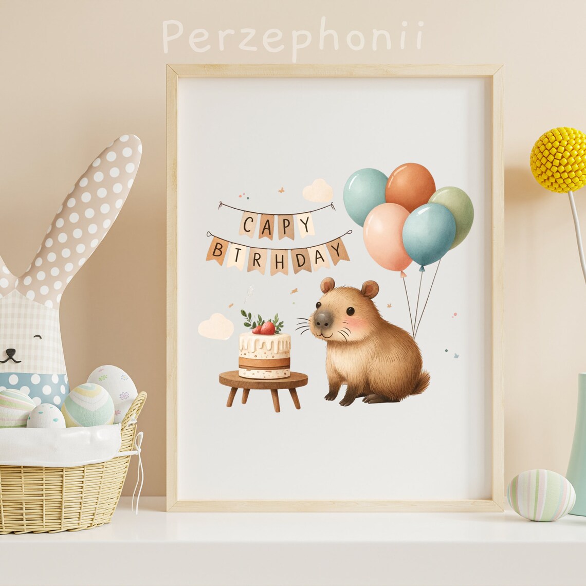 Happy Capy Birthday Watercolor Clipart 26PNG 4160x4160 Pixel 300DPI for ...