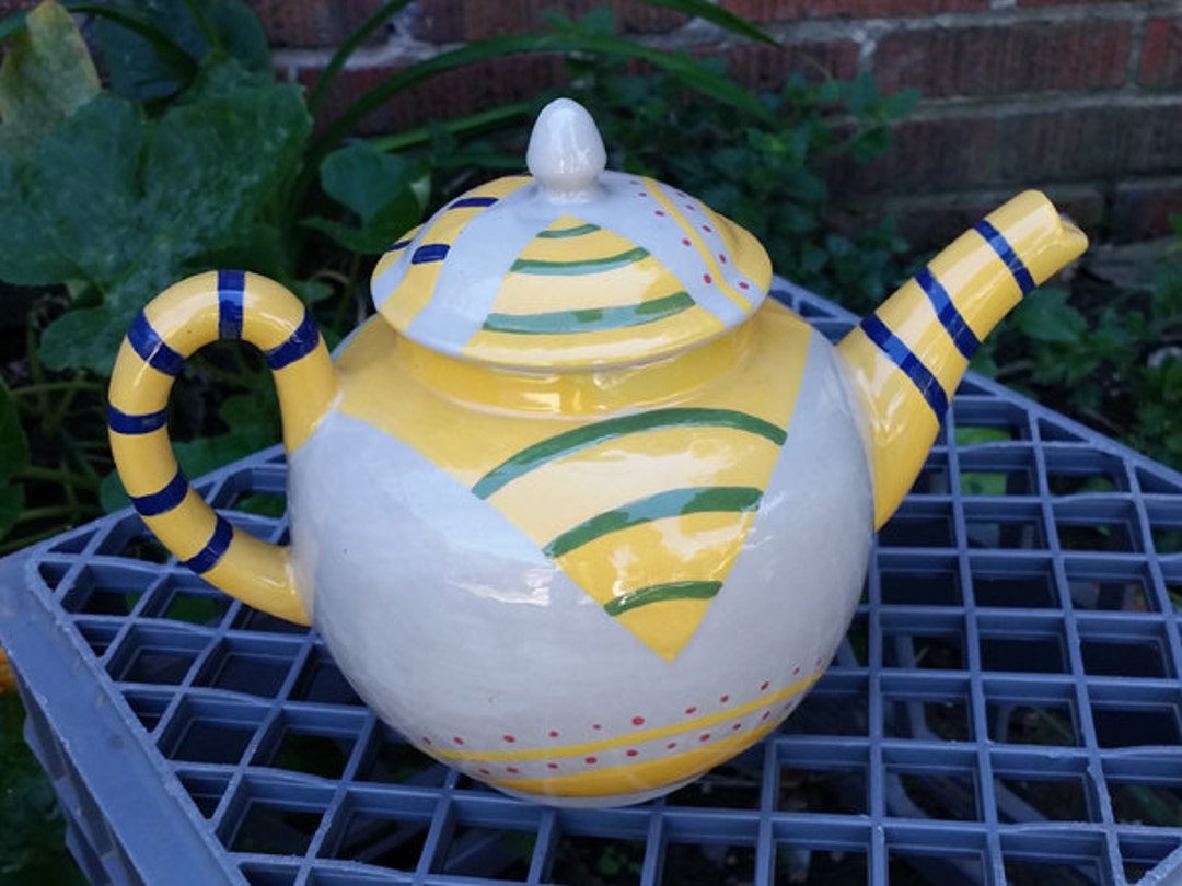 1 Hand Painted Gray Earthenware Ceramic Teapot OOAK - Etsy