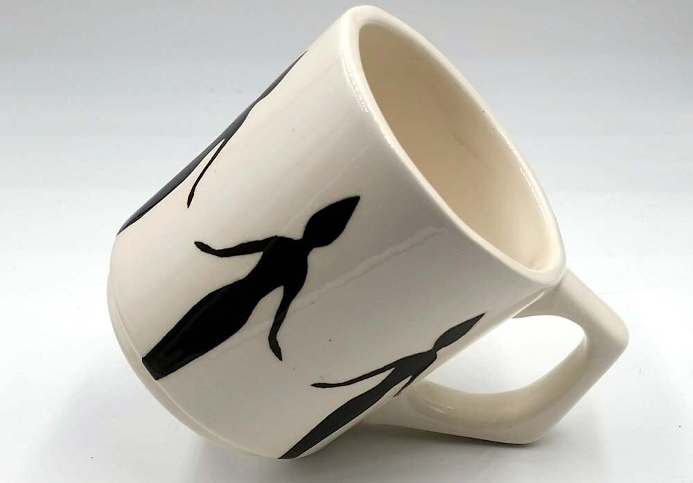 White Earthenware Ceramic Handmade Shadow Lady Mug - Etsy