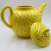 1 Teapot Hand Painted Yellow With Black Dots Earthenware Ceramic OOAK ...