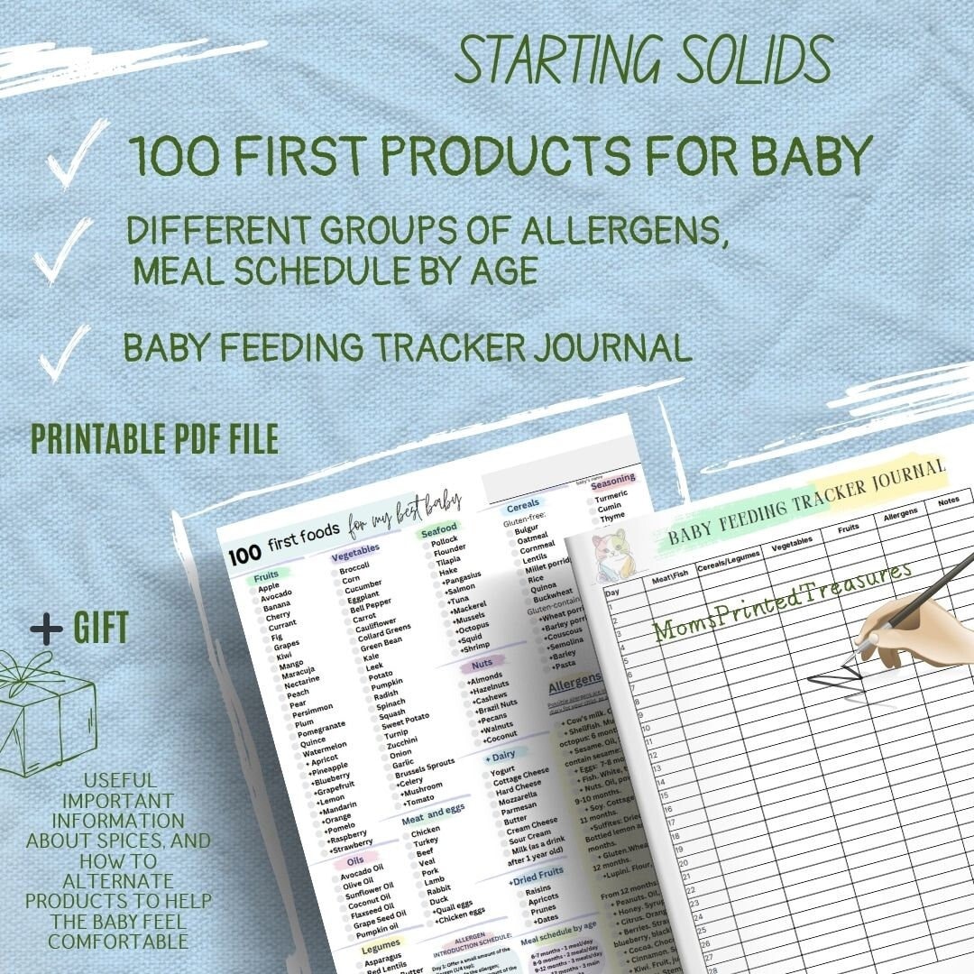 Printable Babys First 100 Foods Tracker BLW Babys Allergens Introducing ...