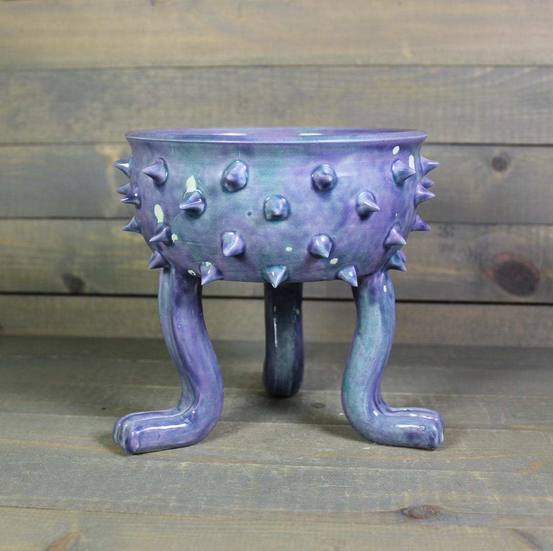 Ceramic Grouchy Pot Planter: Spiked Pottery With Sculpted Feet - Etsy