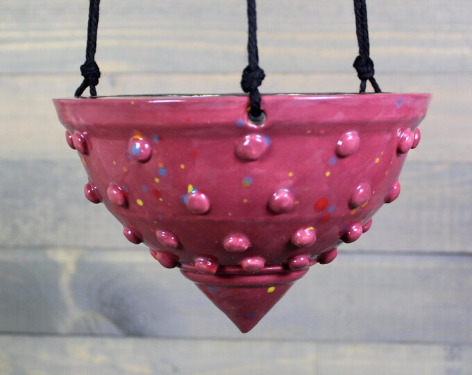 Ceramic Hanging Planter - Purple Hanging Succulent Pot With Bumps ...