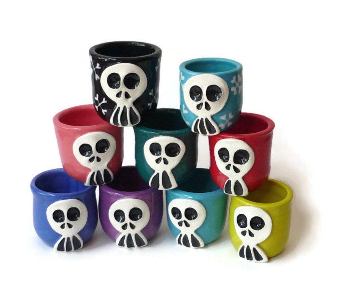 Ceramic Shot Glass Skully Ceramic Shot Cup With Skull Made To Order Etsy