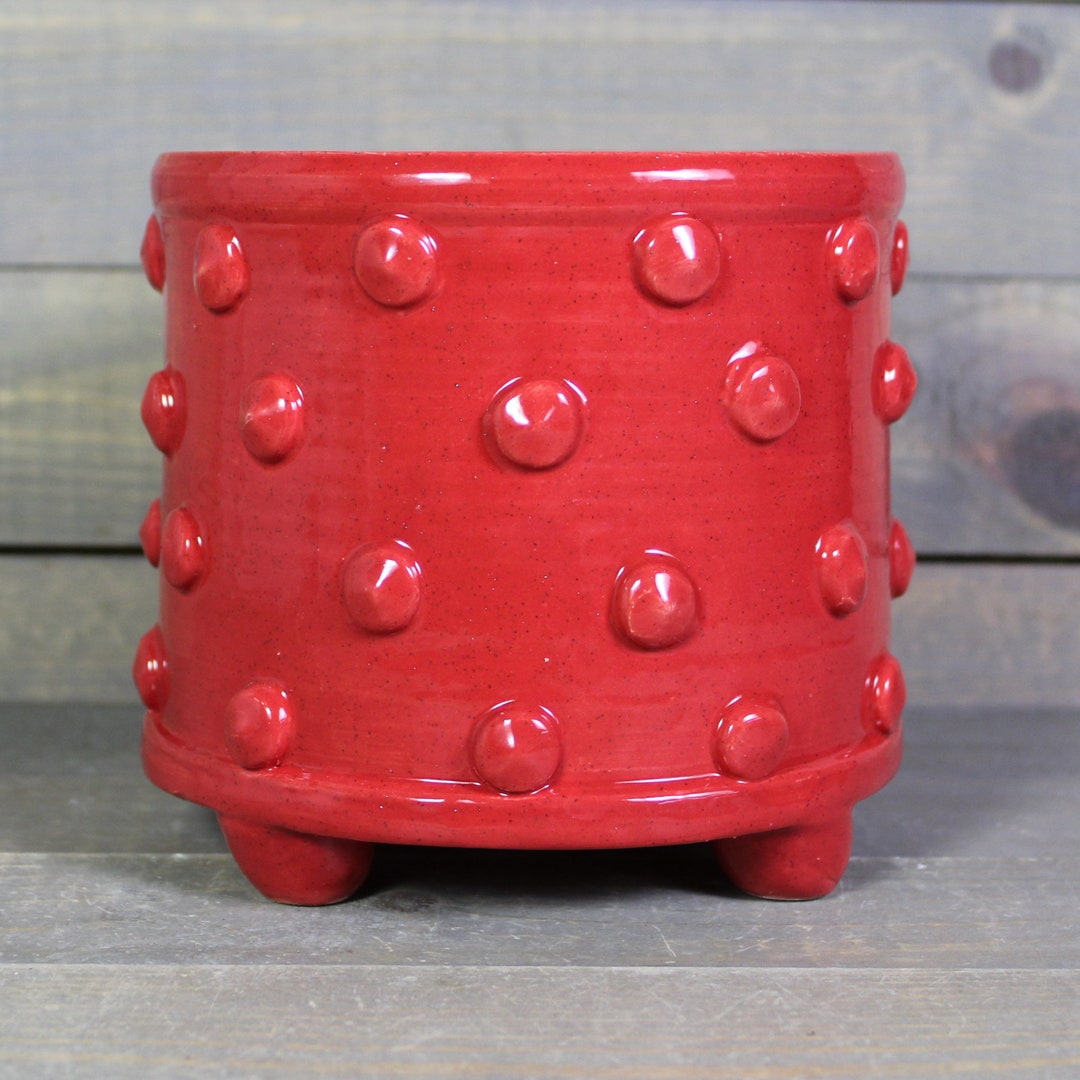 Ceramic Bonsai Planter - Red Planter Pot With Bumps - Succulent Pot ...