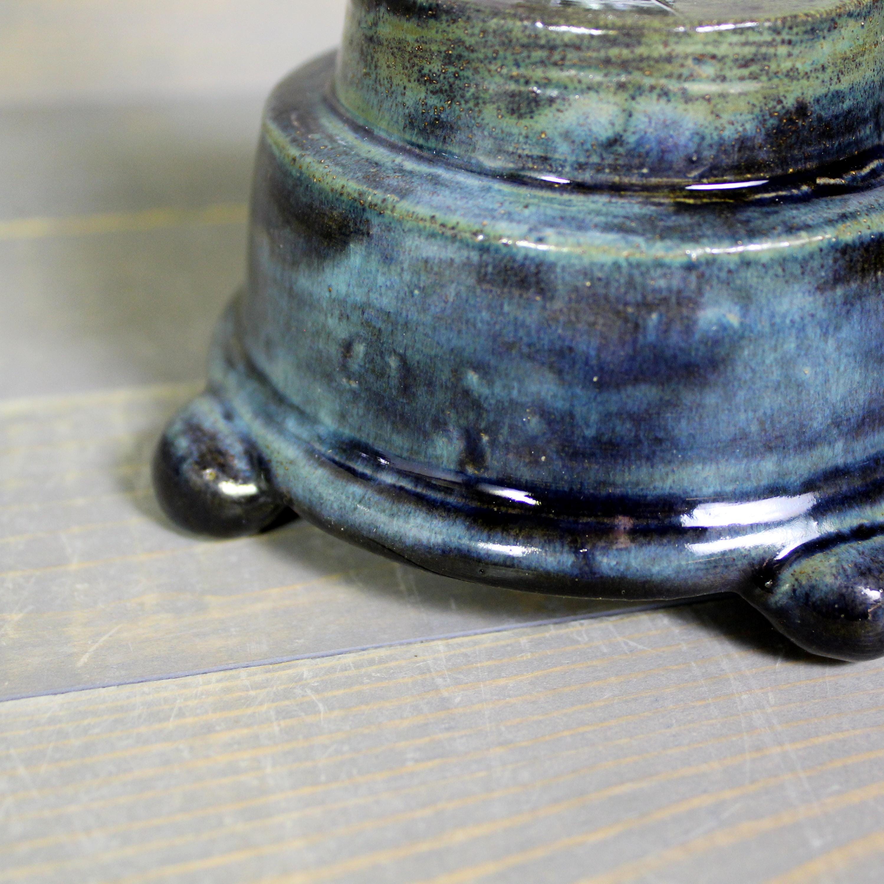 Handmade Ceramic Spiked Accent Lamp: Black Pottery Nightlight - Etsy