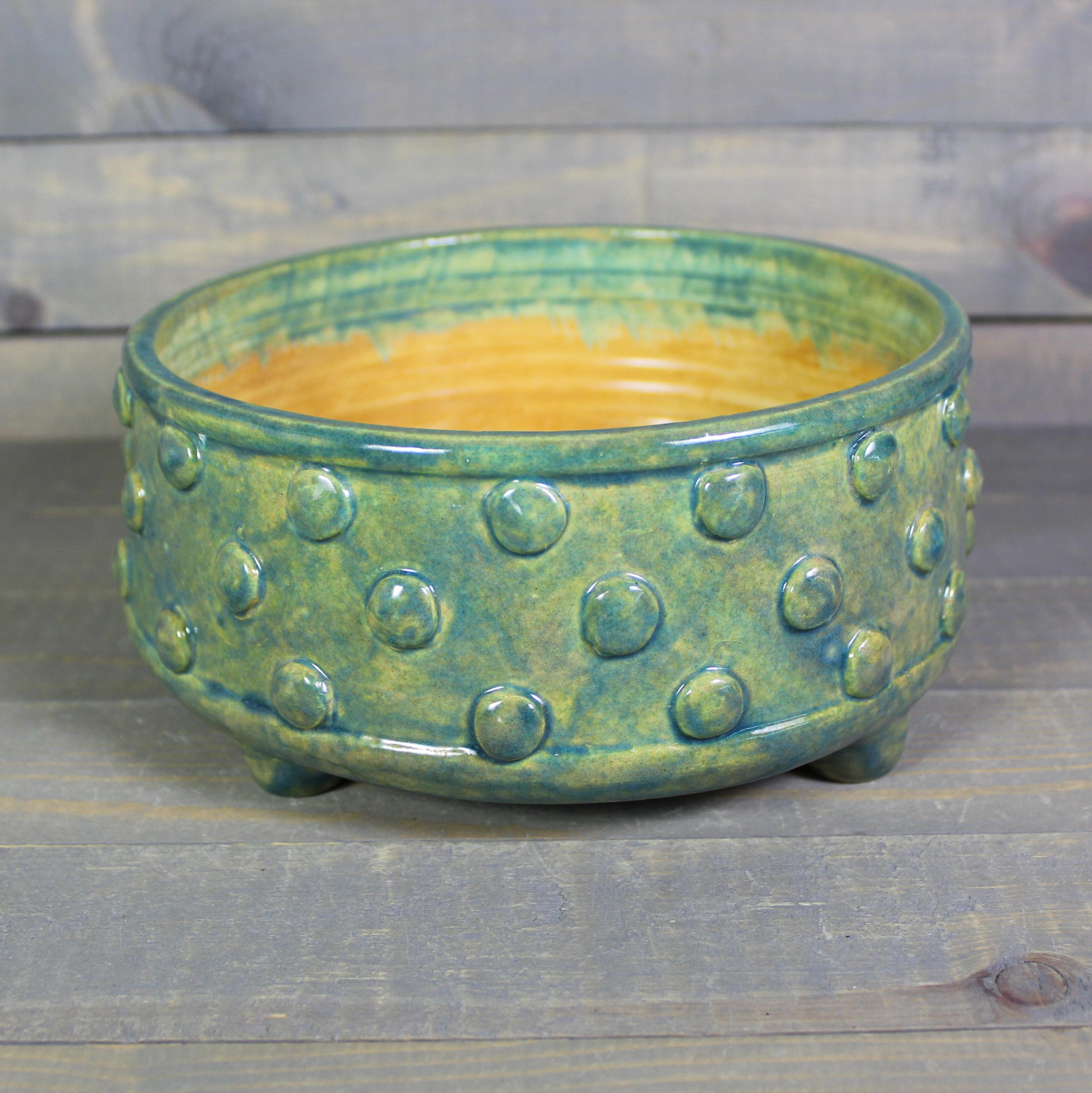 Green Ceramic Bonsai Pot: Succulent Planter With Bumps - Etsy