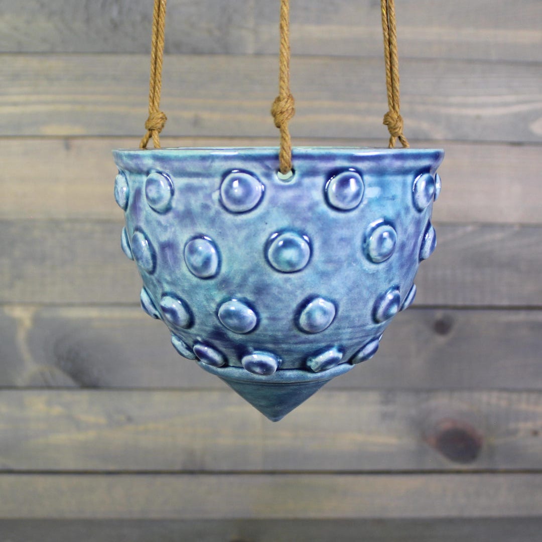 Hanging Planter - Turquoise Hanging Succulent Pot With Bumps - Indoor ...