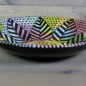 Large Ceramic Serving Bowl With Flower Doodle Design Rainbow - Etsy