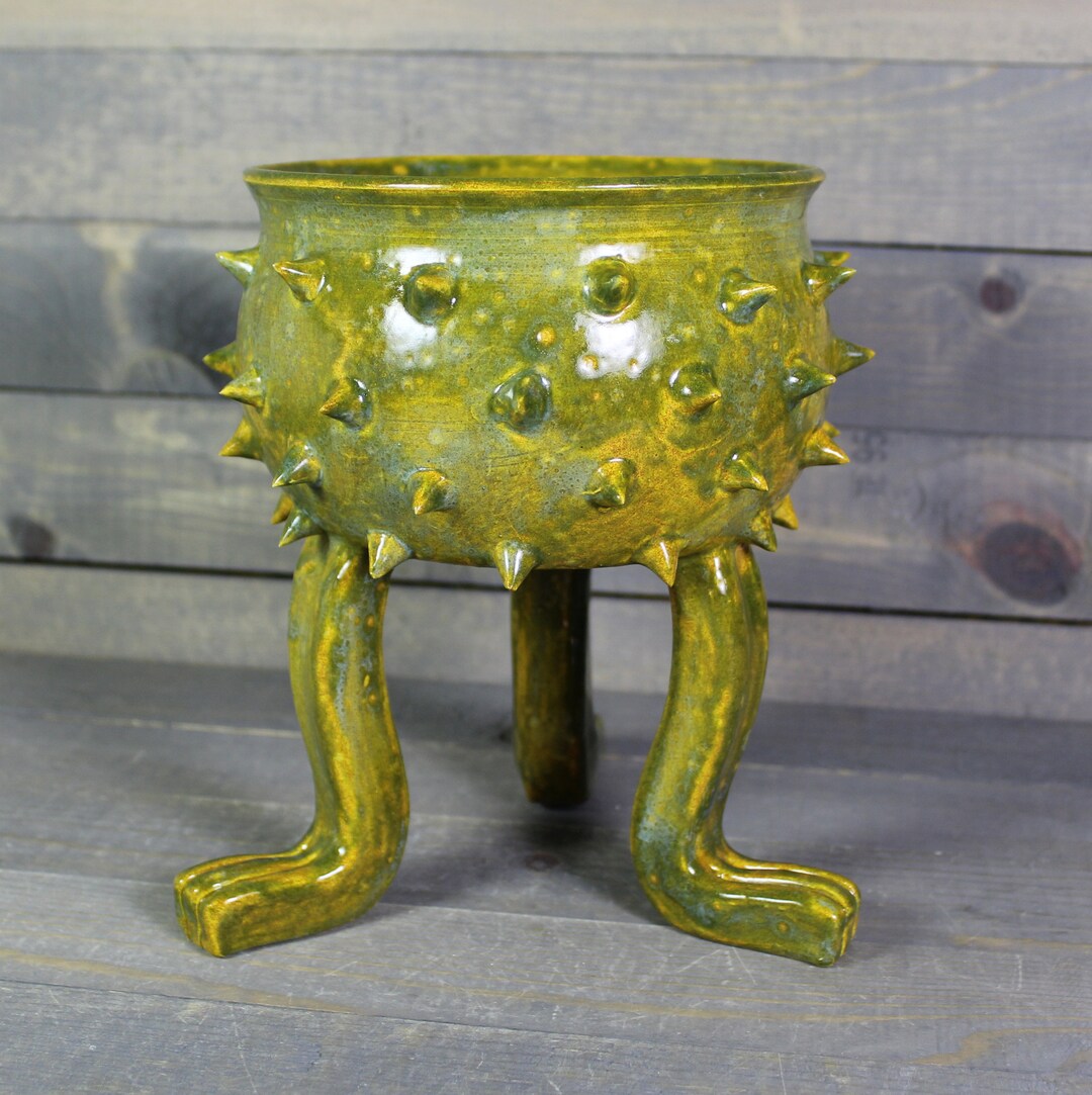 Grouchy Pot : Ceramic Planter Pot With Spikes and Sculpted Feet - Etsy