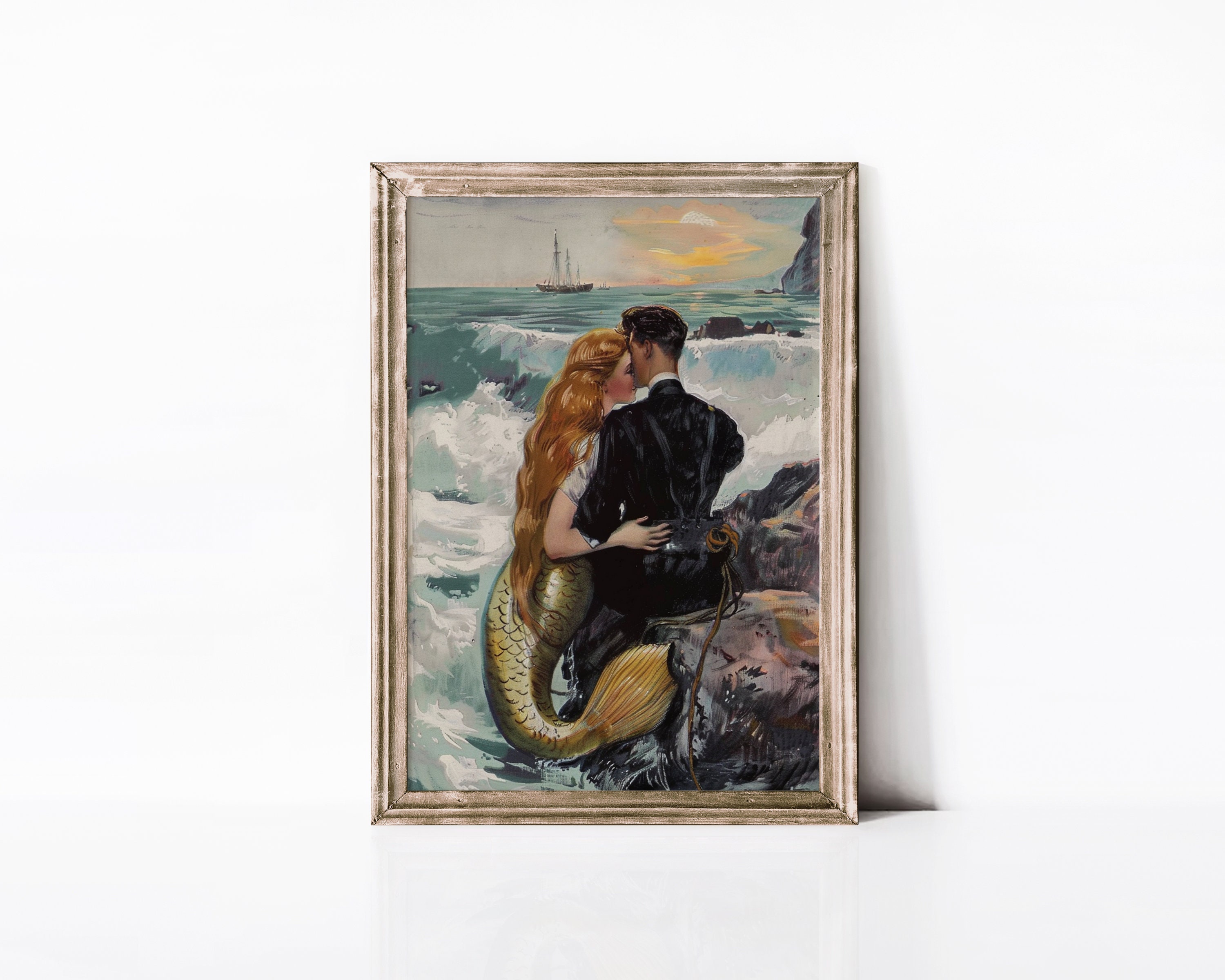 Vintage Mermaid Poster | Retro Mermaid Wall Art | Ocean Print | Ginger ...