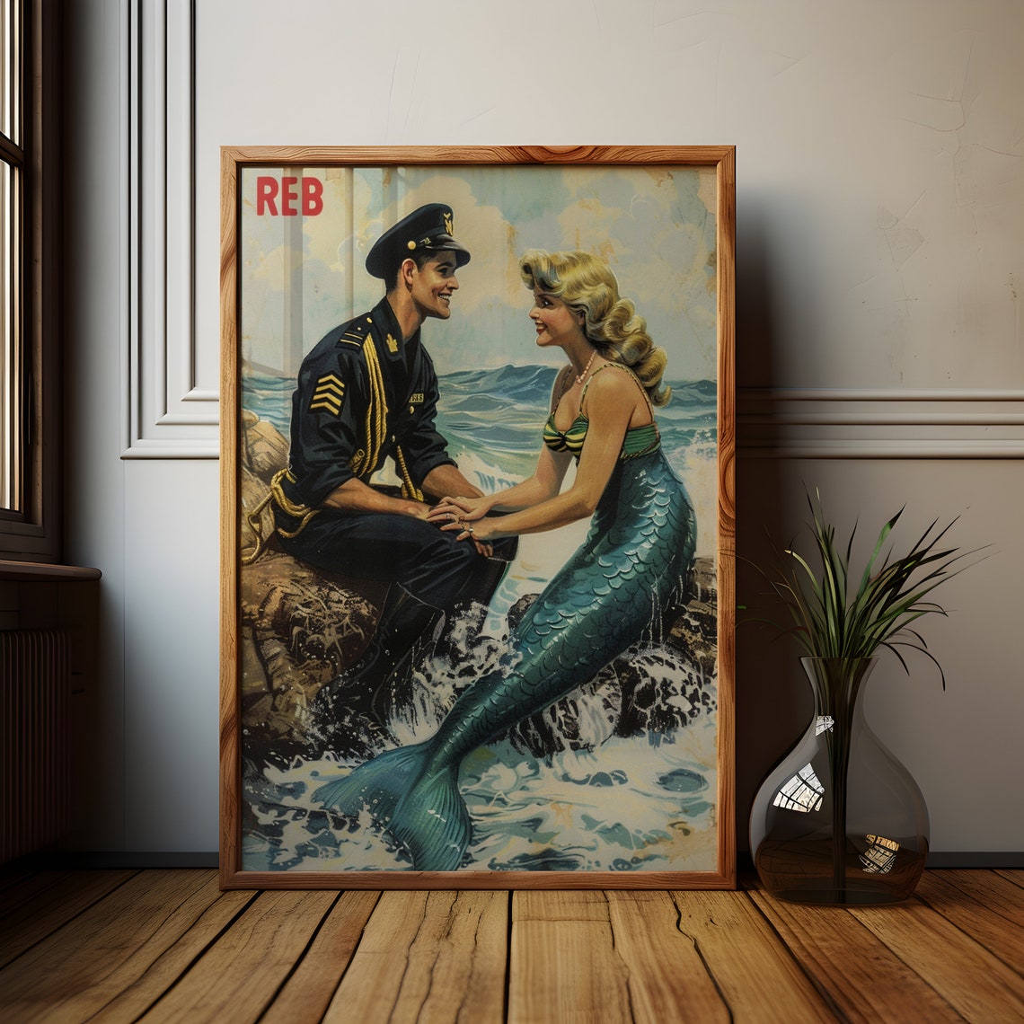 Vintage Mermaid Poster | Retro Mermaid Wall Art | Ocean Print | Blonde ...