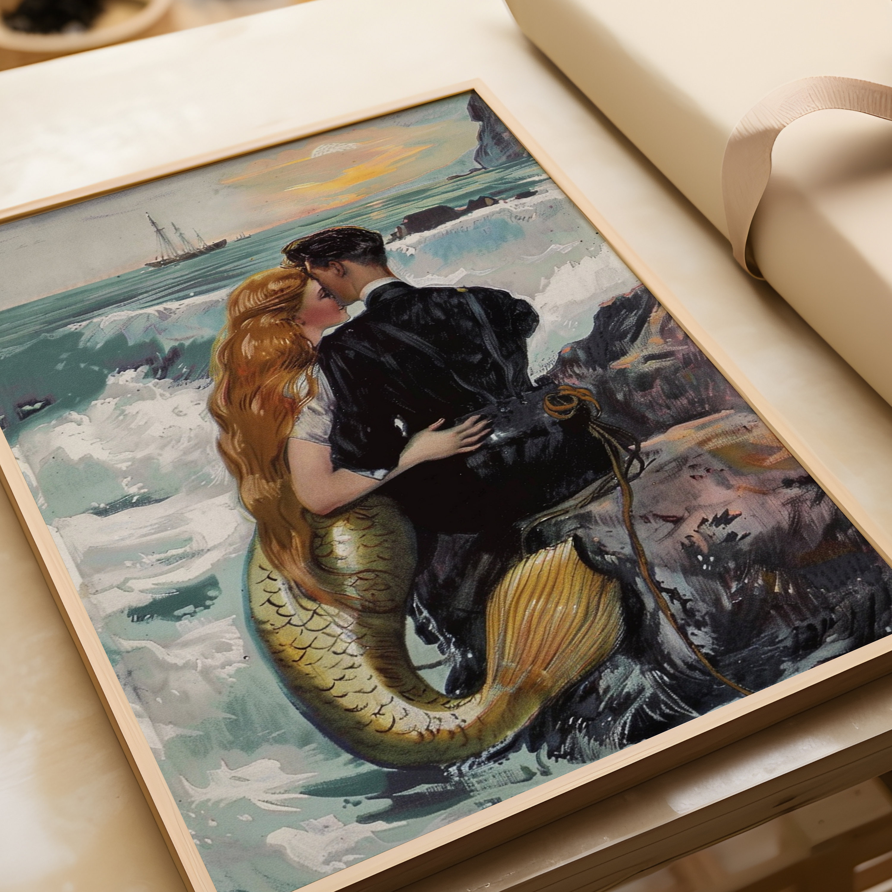 Vintage Mermaid Poster | Retro Mermaid Wall Art | Ocean Print | Ginger ...
