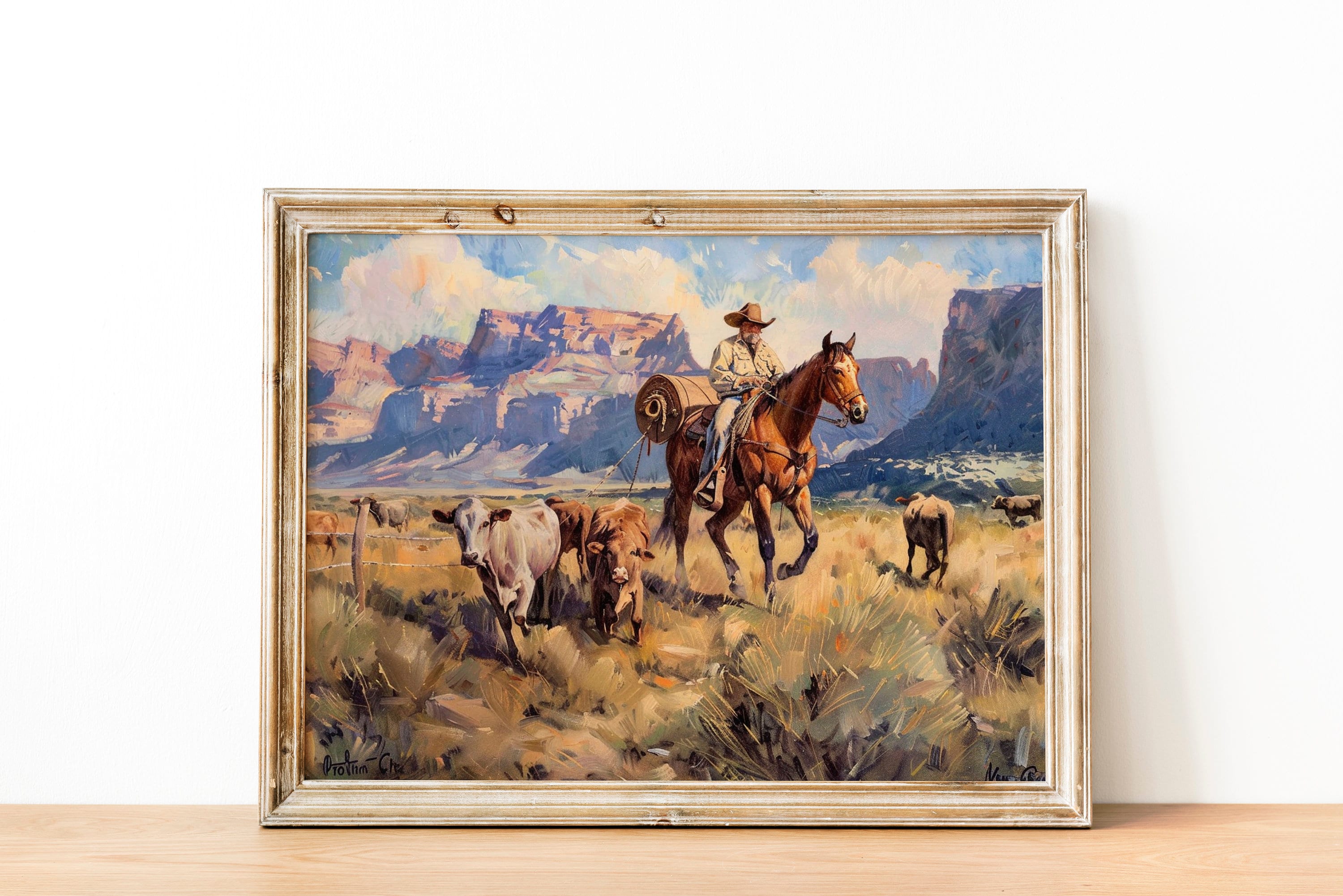 Cattle Drive Painting | Oil Painting Print | PRINTABLE | UHD | JPEG - Etsy
