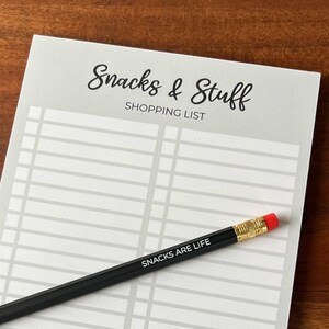 Snacks & Stuff Checklist Notepad | 50 Sheets (5.5" X 8.5") | Shopping ...