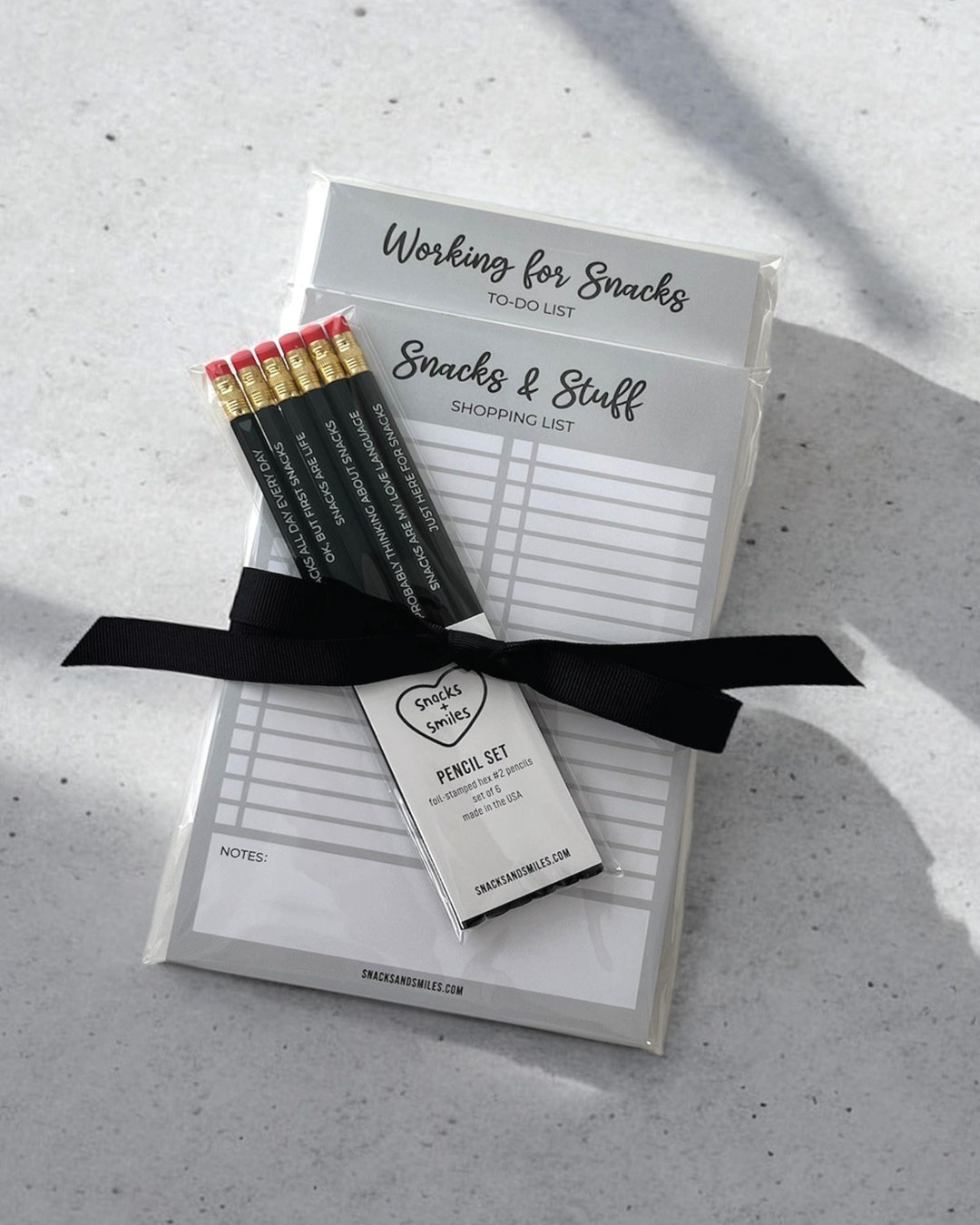Snacks Stationery Bundle | 2 Checklist Notepads & Set of 6 Pencils ...