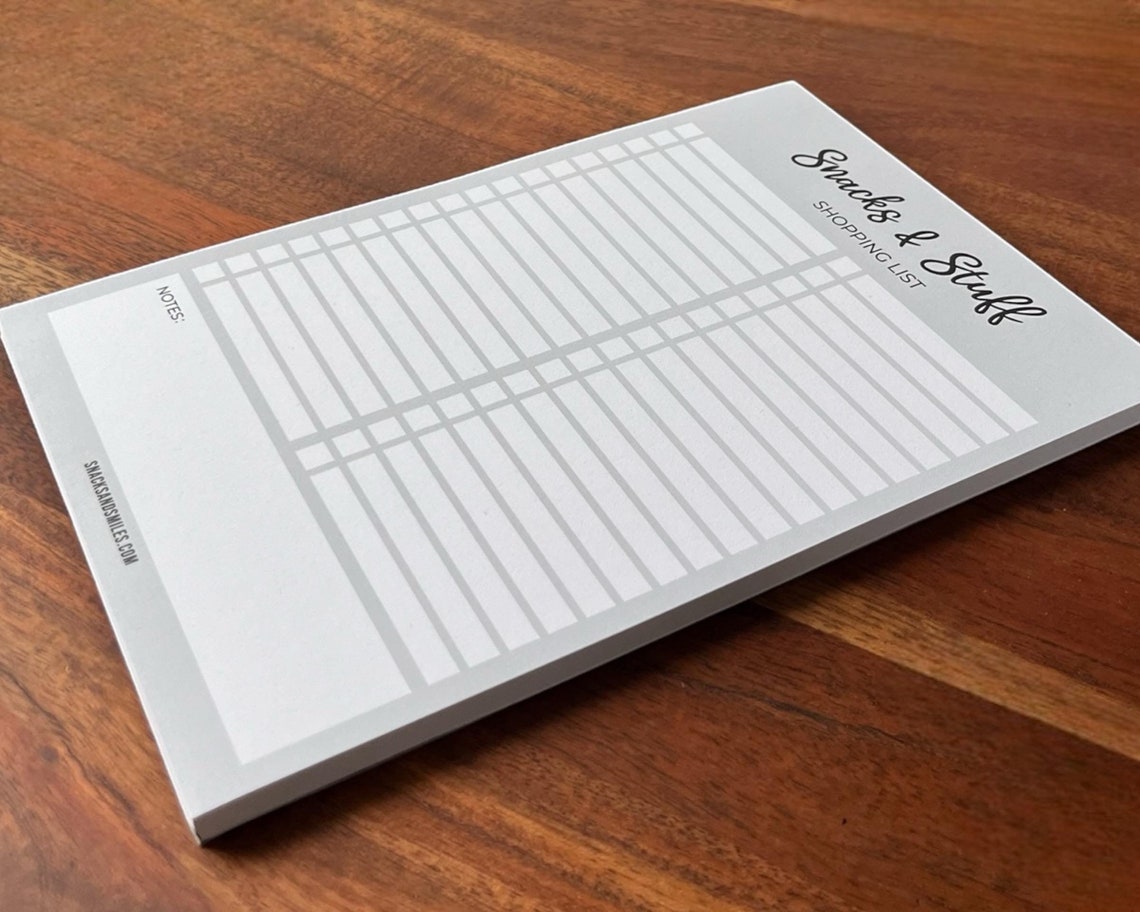 Snacks & Stuff Checklist Notepad | 50 Sheets (5.5" X 8.5") | Shopping ...