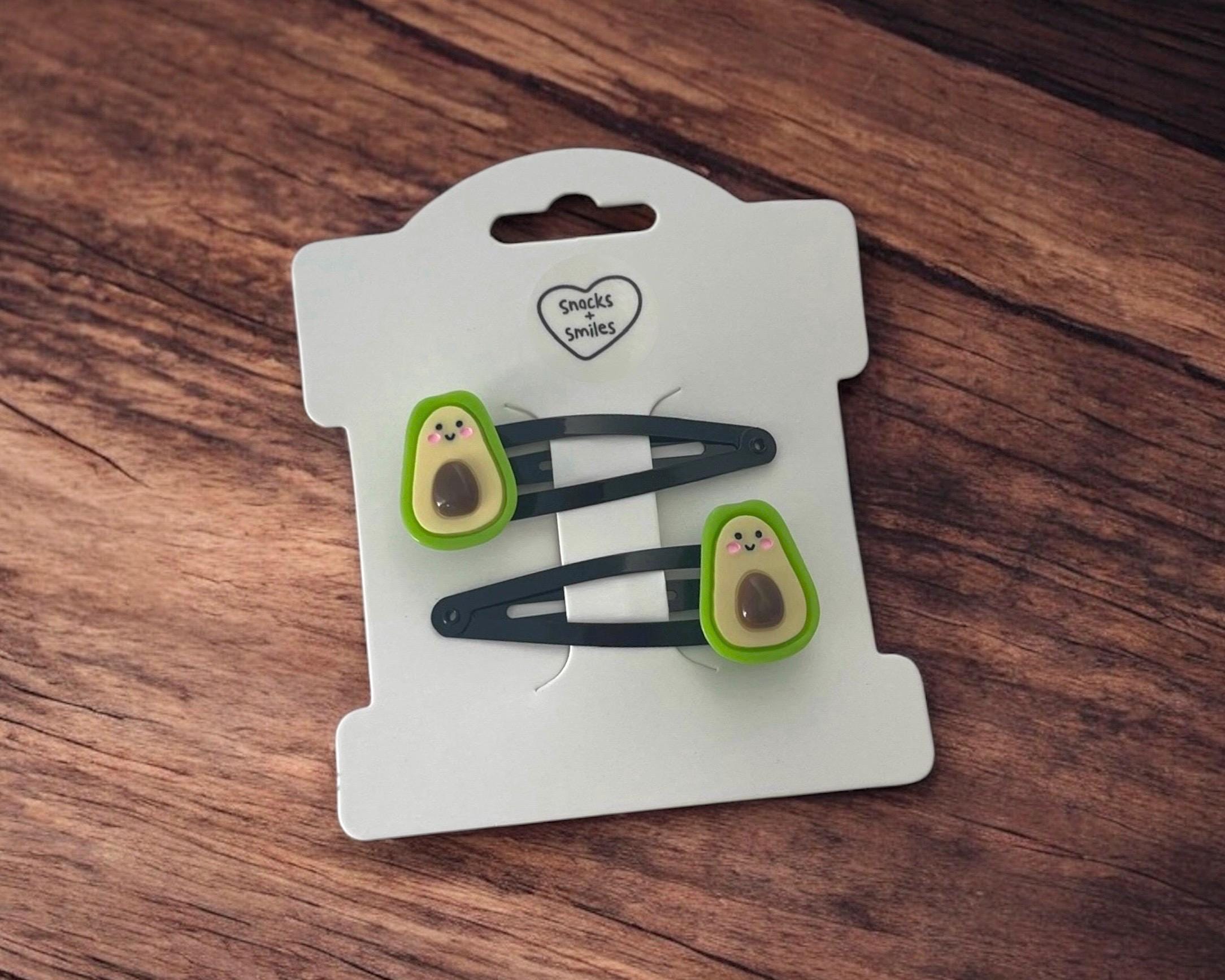 Cute Avocado Hair Clips | Set of Two | Black Metal Snap Barrette | Avo ...