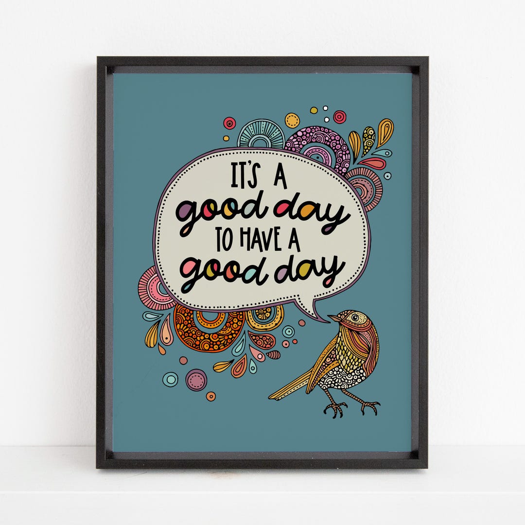 Positive Bird Art Print: Cheerful Doodle Wall Decor - Etsy