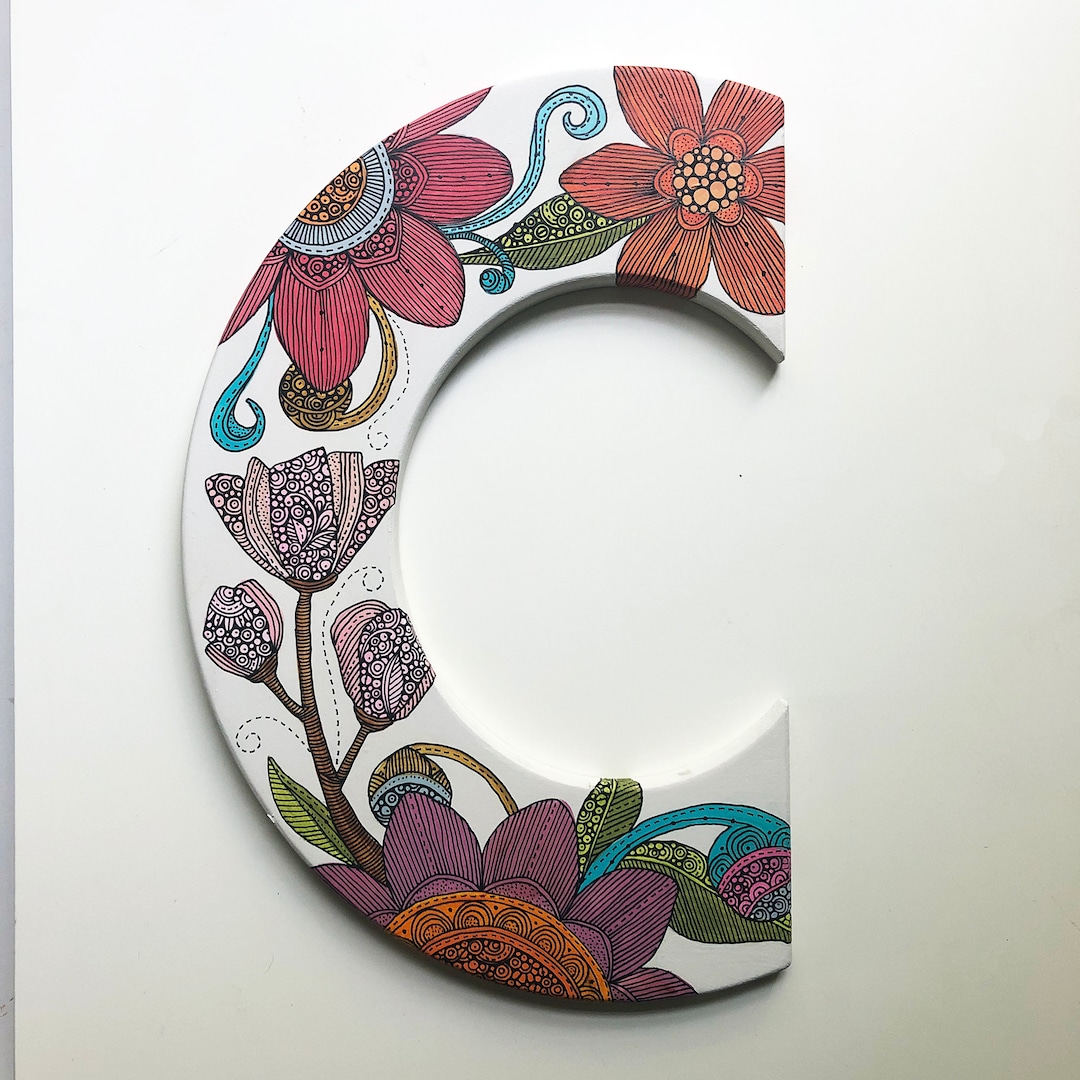 Hand Painted Wooden Letter - C - Monogram - Initial - Home Decor ...