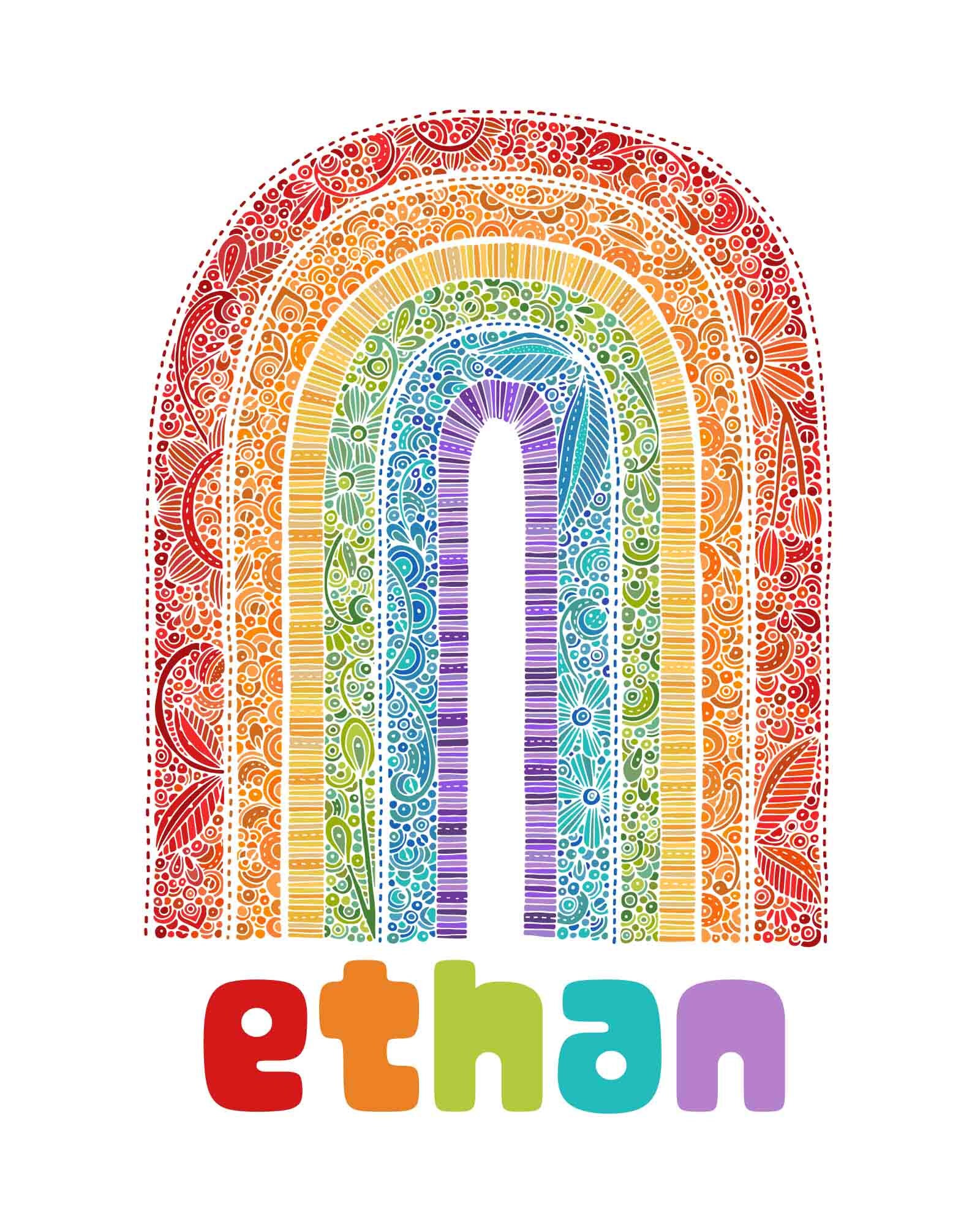 The Rainbow Custom Name Personalize Name Print Prints | Etsy
