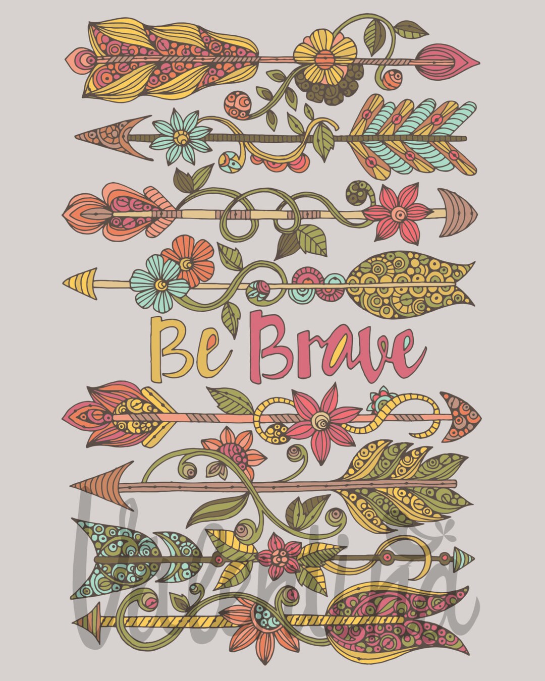 Be Brave Arrow Art Print: Floral Bohemian Wall Decor - Etsy