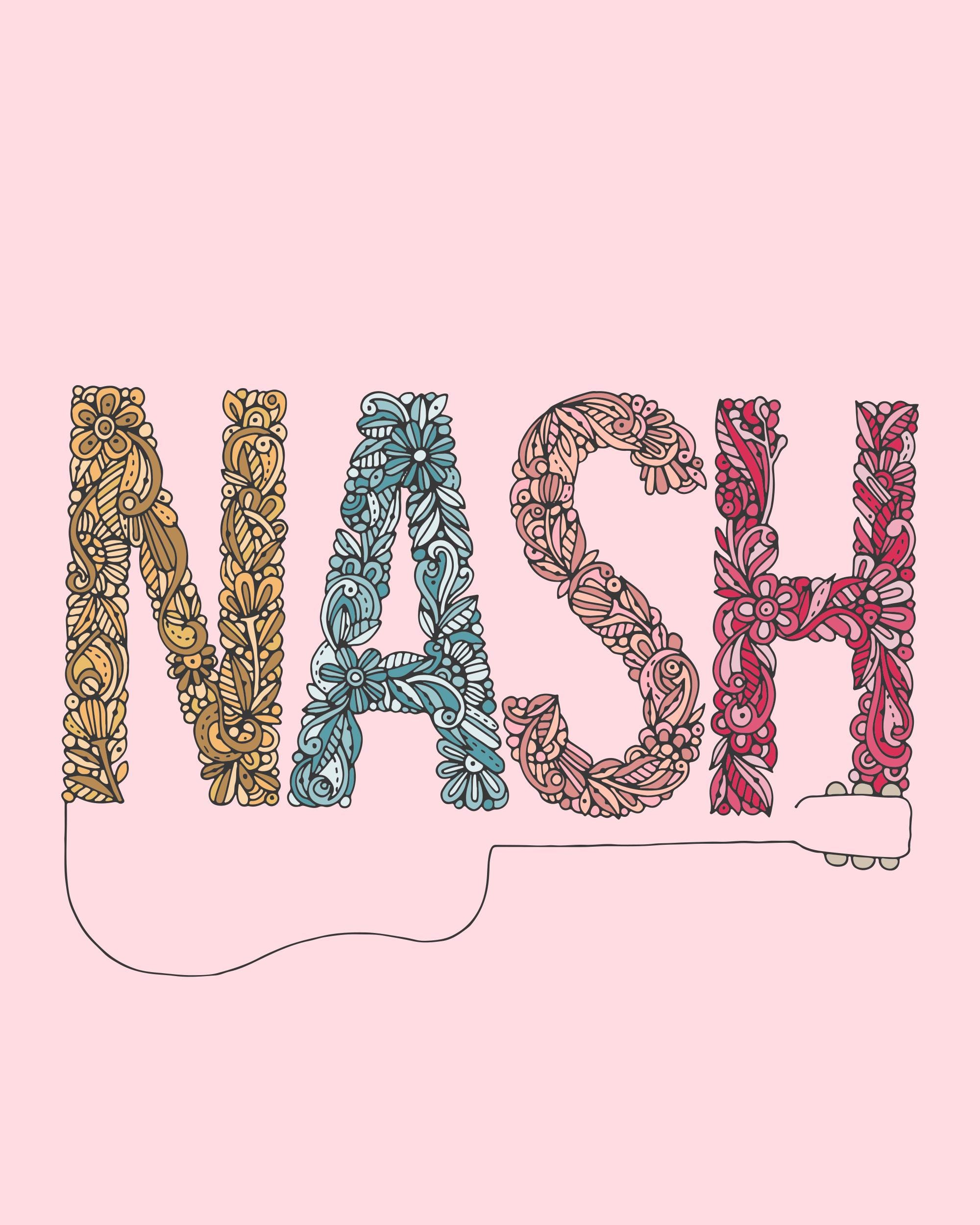 Nash Guitar Trendy Pink Backgound - Country Music Wall Decor - Etsy