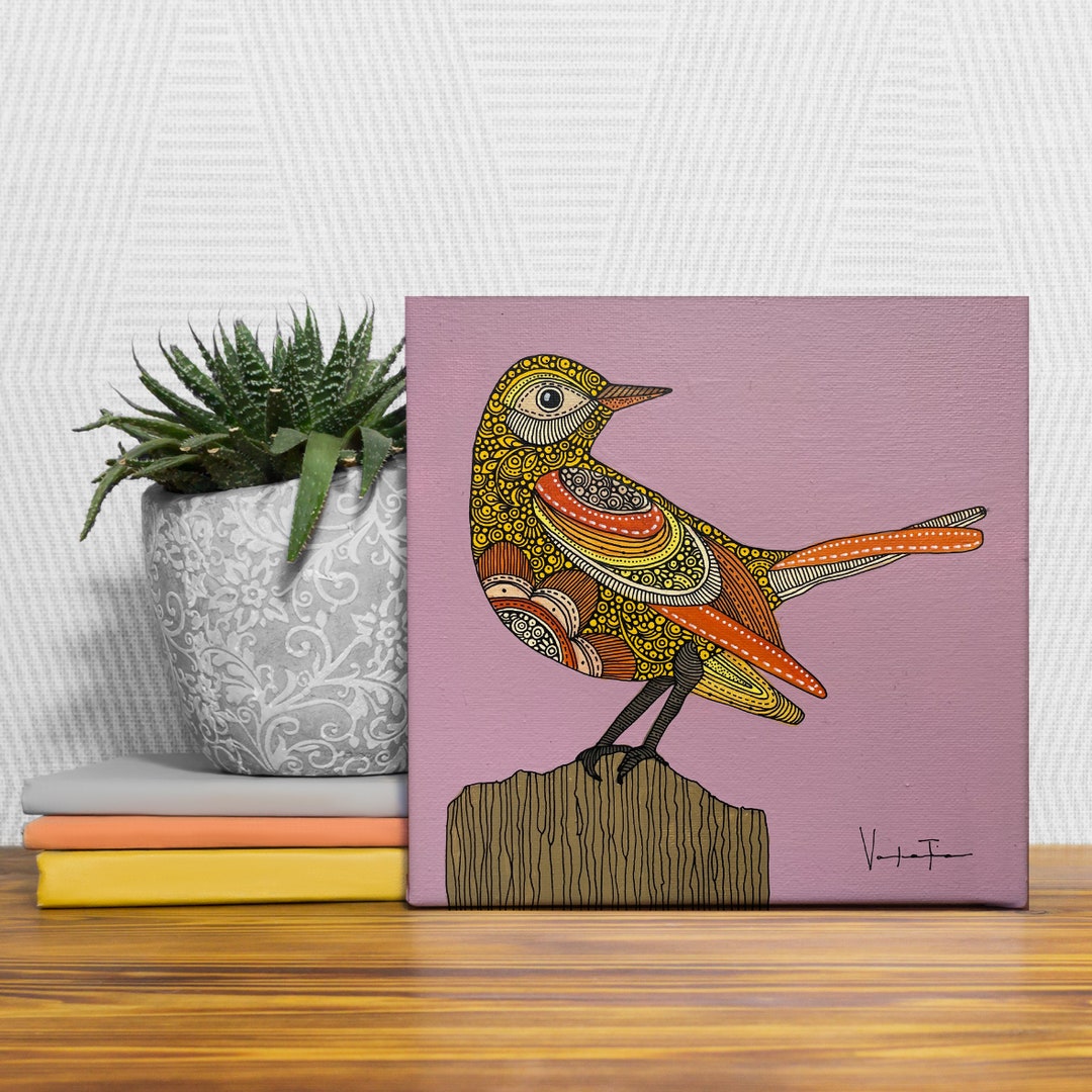 Beatrice - Original Painting 8x8 - Pen and Ink Art - Bird Art - Etsy